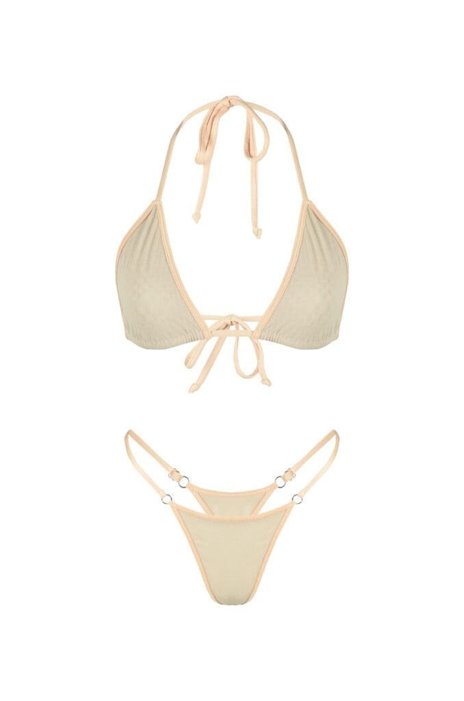 Mesh Nude Bikini Sheer Double Lined Bikini In Power Net Cinnamon